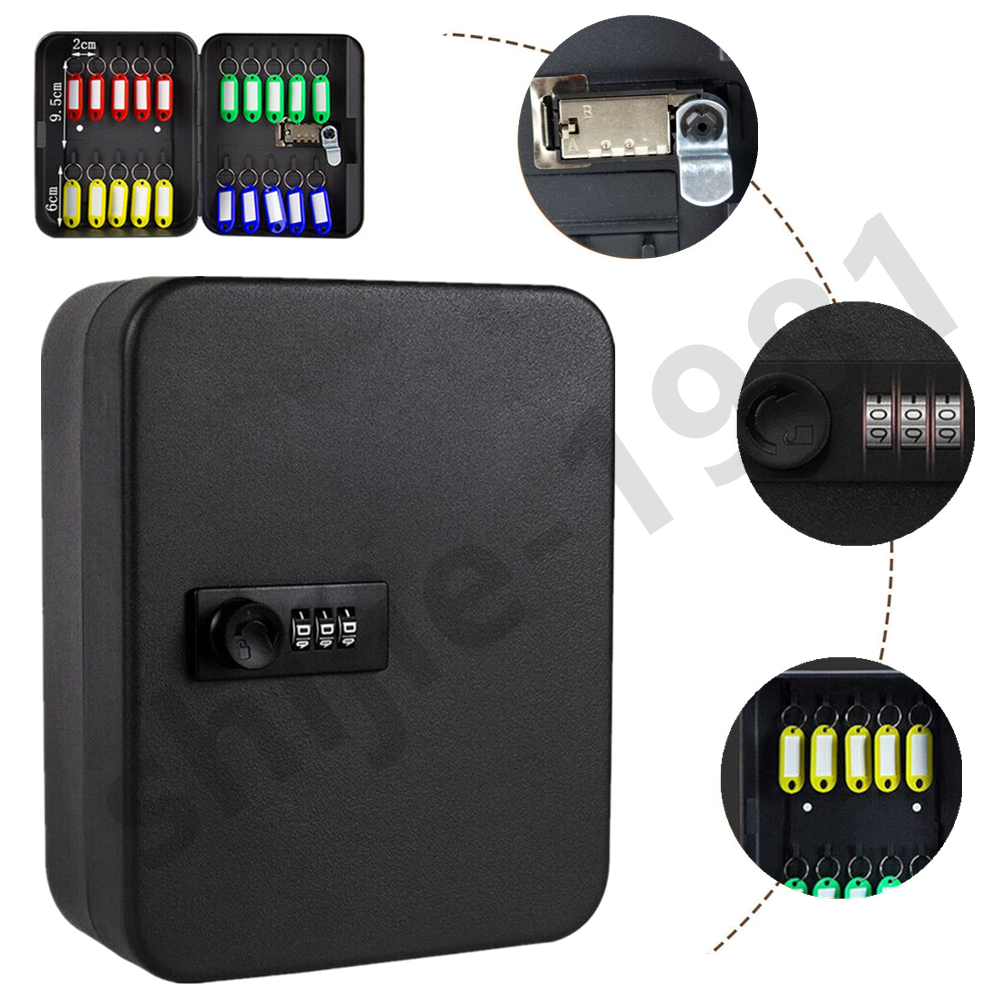 Combination Lock Metal Key Storage Cabinet Wall Mounted Lockable Safe ...