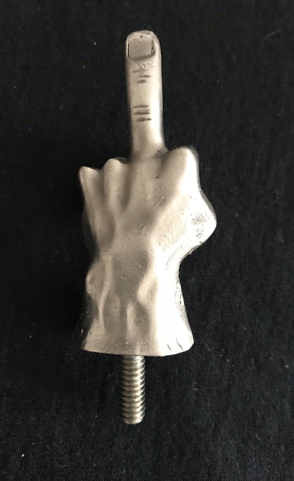 RARE MIDDLE FINGER F/U HOT RAT ROD RAT MOTORCYCLE CAR SOLID METAL HOOD ...