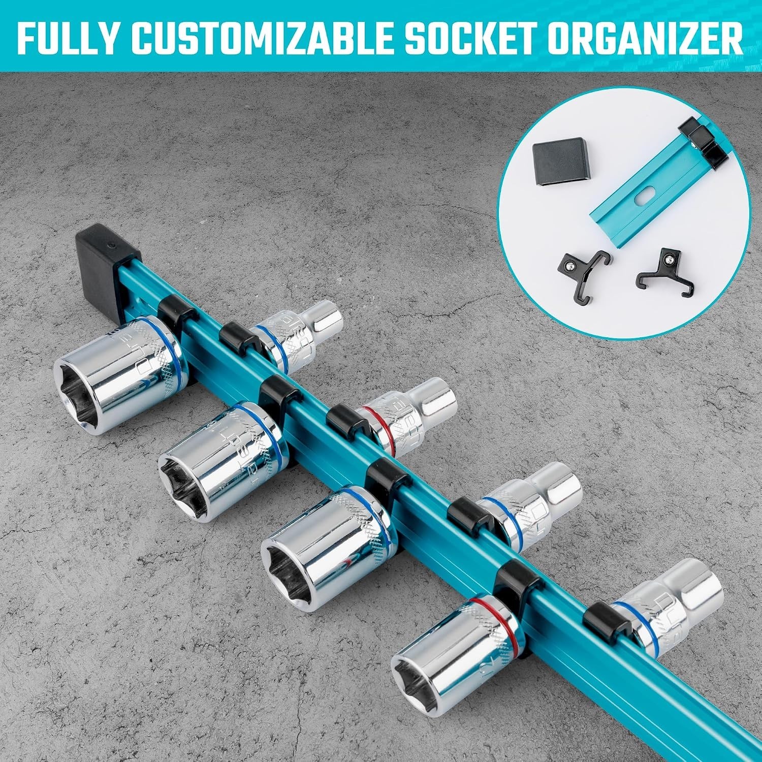 Socket Organizer, 3/8-Inch Aluminum Alloy Socket Holder, Heavy Duty ...