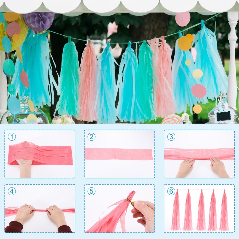 20Pcs Tassel Paper Garland Banner Decorations Khaki | eBay