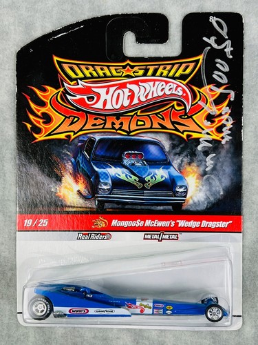 🏁🏁Hot Wheels Mongoose McEwen's Wedge Dragster Drag Strip Demons SIGNED ...