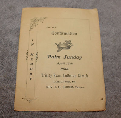 ANTIQUE LUTHERAN PALM SUNDAY CONFIRMATION MEMORY BOOK 1908 | eBay