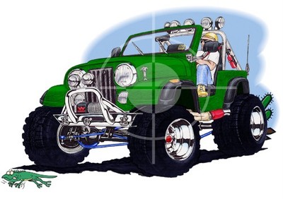 Jeep CJ Wrangler Off Road Cartoon Tshirt #4900CJ | eBay