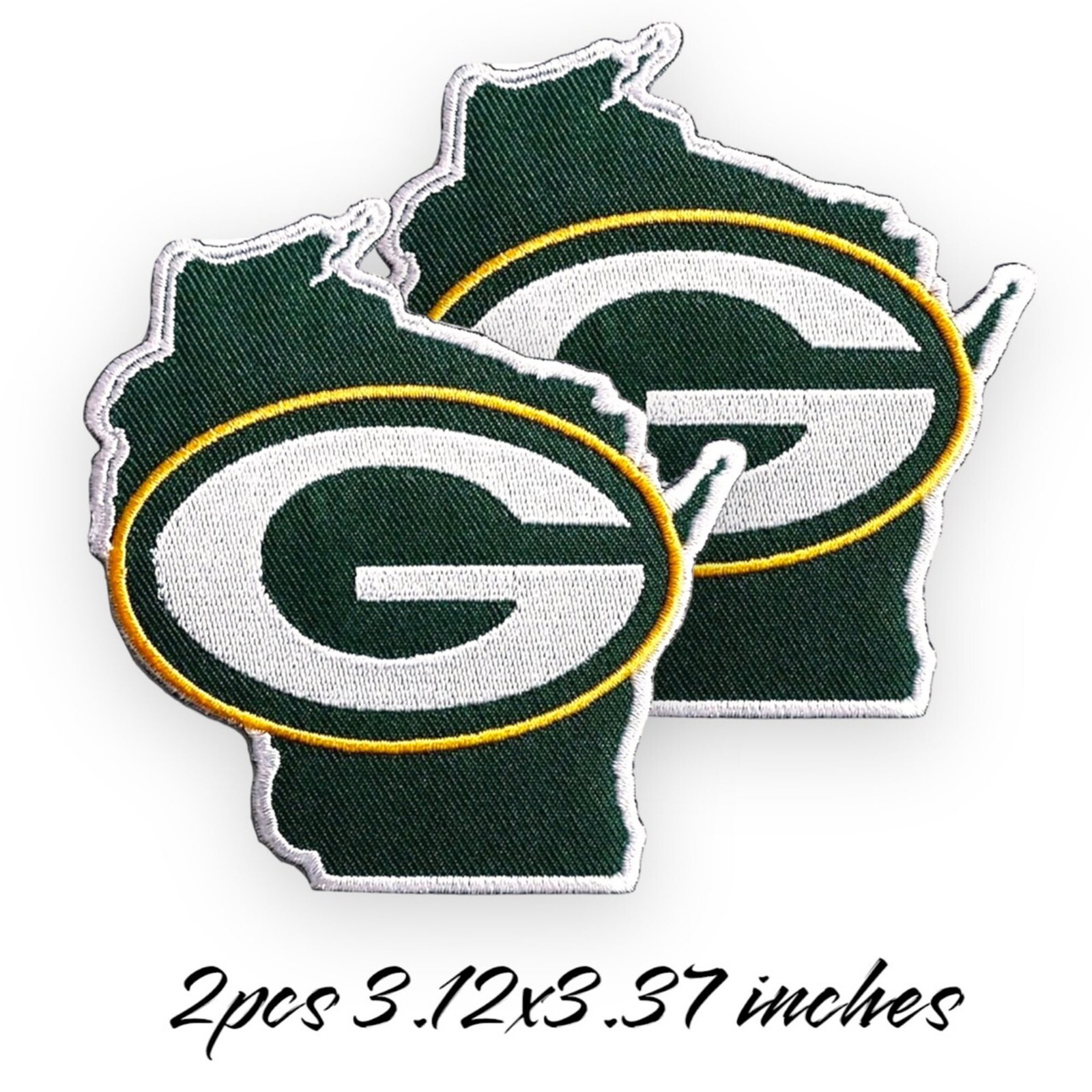2PCS Green Bay Packers Map 3.12"x3.37" Embroidered Iron On Patch | eBay