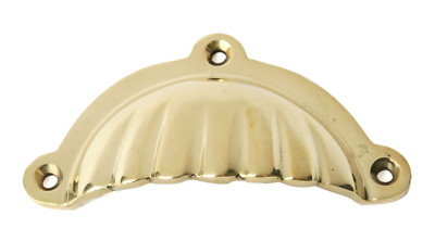Solid Brass Scallop Shell Drawer Pull - Cabinet Door Cupboard Cup ...