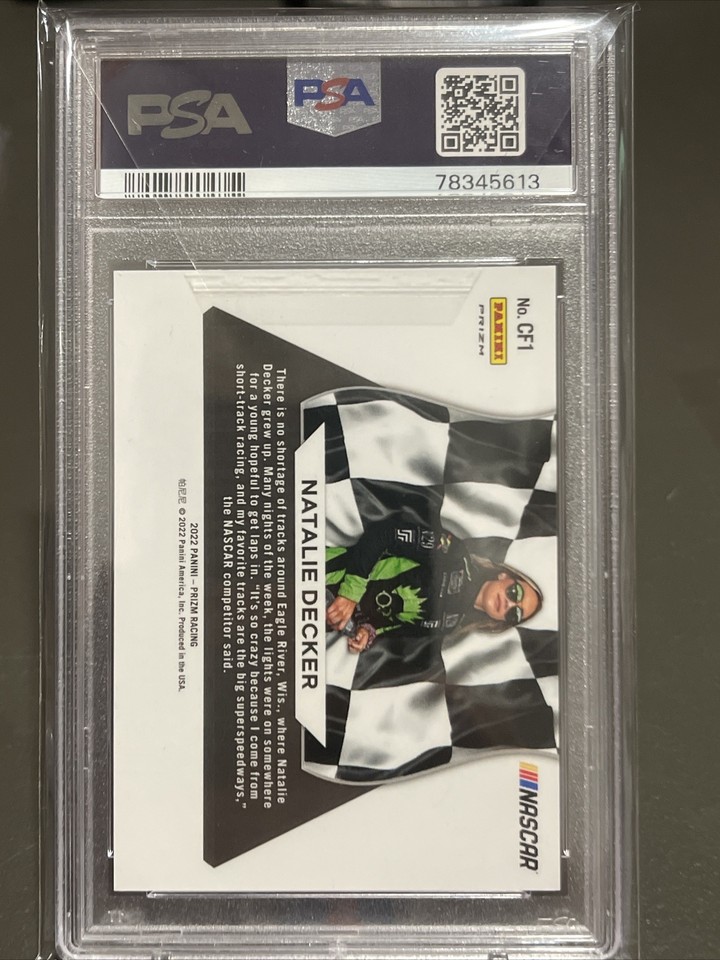 2022 Panini Checkered Flag Prizm Nascar #CF1 Natalie Decker PSA 10 GEM ...