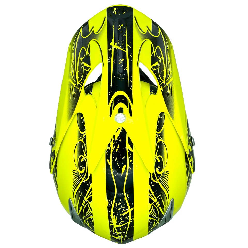 Yellow Hi-Viz Helmet Adult Dirt Bike ATV UTV Off Road ORV Motocross DOT ...