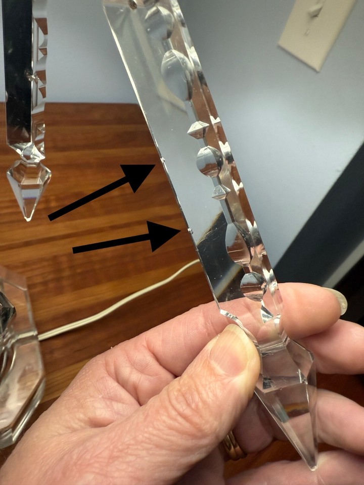 Heavy Vintage Cut Glass Lamp with 10 sparkling prisms that dangle ...