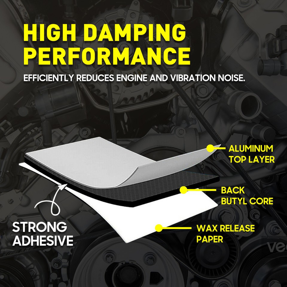 19sqft car Trunk Engine Hood Sound Deadener Foam Heat Shield Noise Mat ...