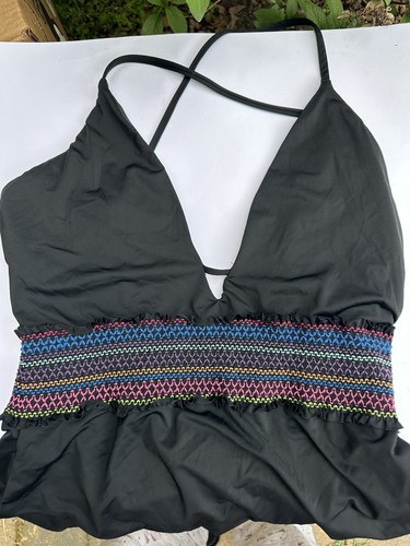 Bar III Swimsuit Smocking Solids One Piece Black Plunge V Neck ...