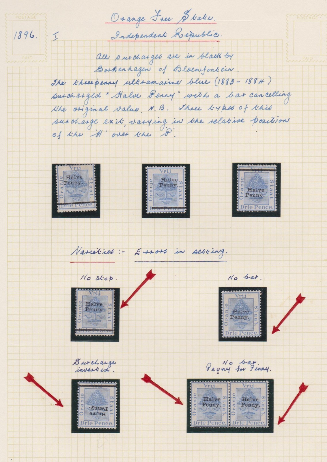 Orange Free State page with varieties, hinged mint. | eBay UK