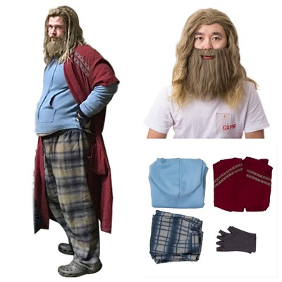 The Avengers 4 Endgame Fat Thor Cosplay Costume and Wigs Halloween mens ...