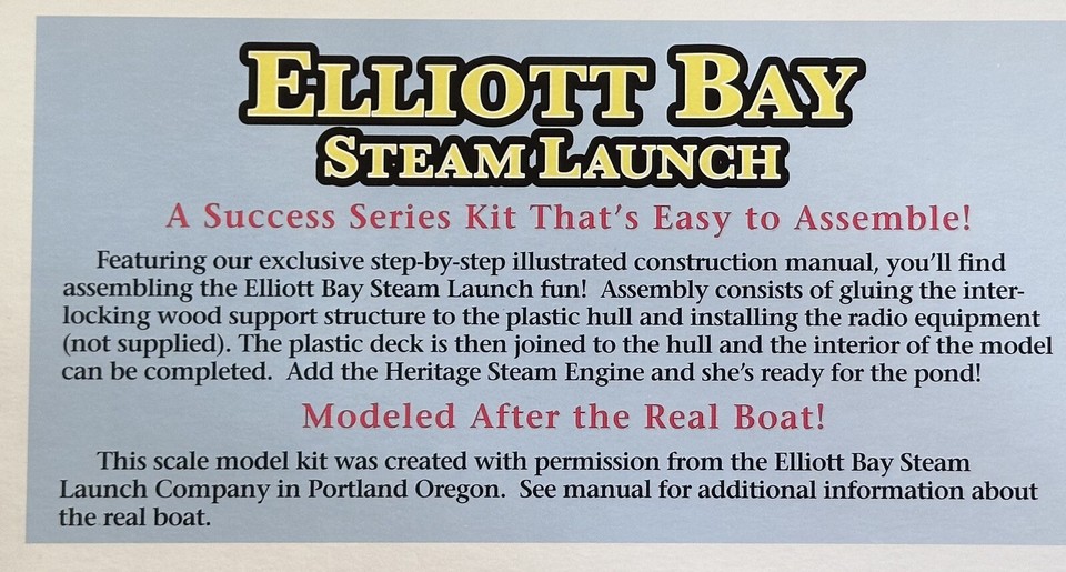 Midwest Products Elliott Bay Ship Model Kit Steam Launch Boat MINT NEW ...