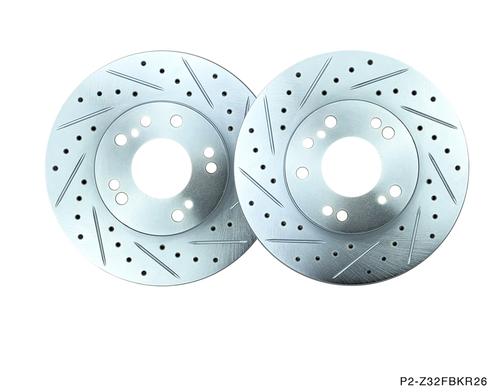 P2M Slotted Drilled Coated 26MM Front Brake Rotors for Nissan Z32 300ZX ...