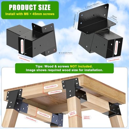 4Pack 4x4 Compound Angle Brackets Heavy Duty Deer Stand Bracket Hunting ...