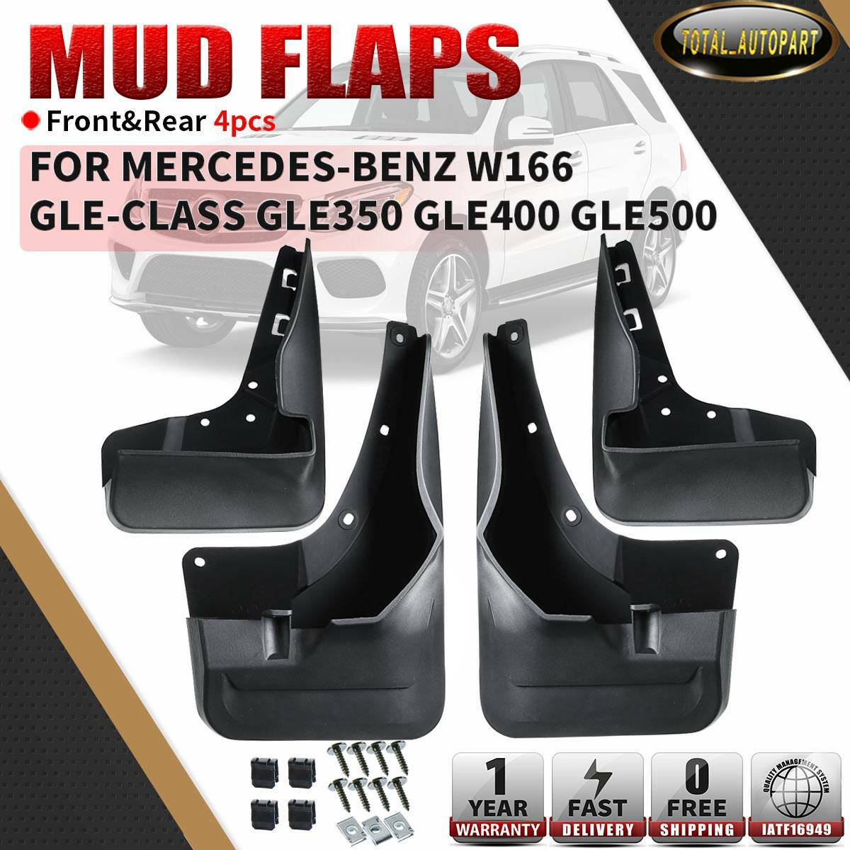 4Pcs Splash Guards Mudflap w/o rear bumper for Mercedes-Benz W166 ...
