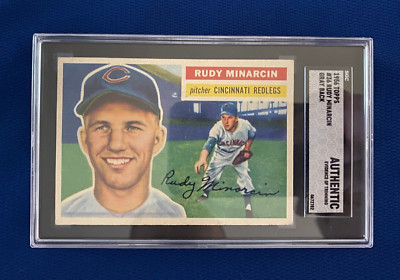 1956 TOPPS RUDY MINARCIN CINCINNATI REDS CARD #36 GRAY BACK SGC ...