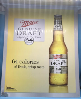 24" X 20" MILLER GENUINE DRAFT LIGHT BEER EMBOSSED METAL SIGN BAR MAN ...