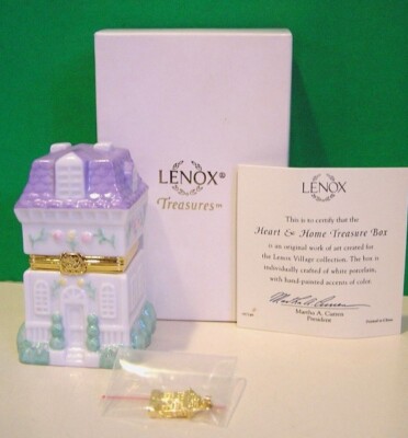 LENOX HEART and HOME TREASURE BOX VILLAGE pattern With CHARM NEW in BOX ...