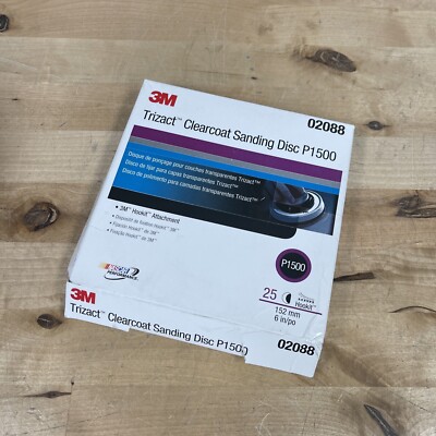 25 Pack 3M Trizact 02088 P1500 grit. 6" Hookit Clear Coat Sanding Disc ...