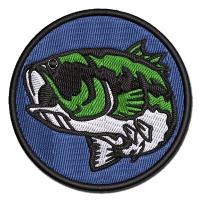 Largemouth Bass Fish Fishing Multi-Color Embroidered Iron-On Patch ...