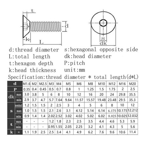 M4 M5 M6 M8 10.9 nickel-plated countersunk hexagon socket screws flat ...
