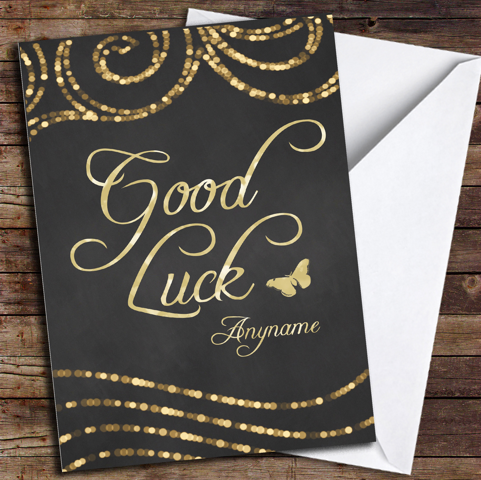 Gold Chalk Sparkle Glitzy Classic Personalised Good Luck Card | eBay UK