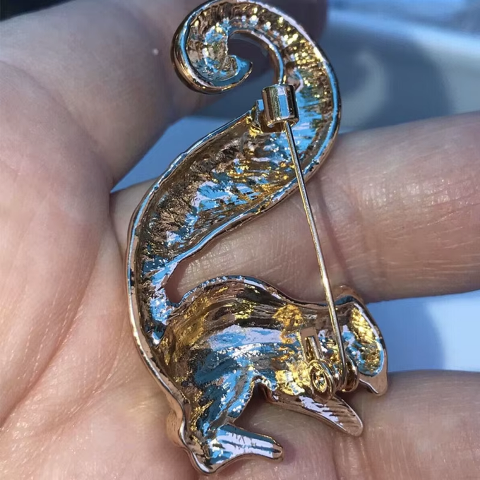 Vintage Gold Squirrel Brooch Sparkling Crystal Animal Pin Autumn Fall ...