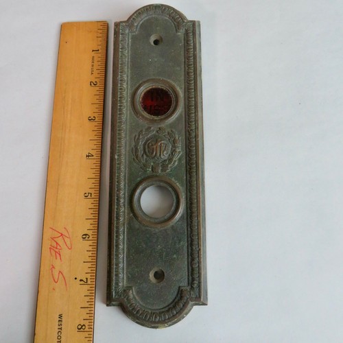 ANTIQUE BRASS OTIS ELEVATOR CONTROL PANEL 'IN USE' GLASS INSERT ORNATE ...