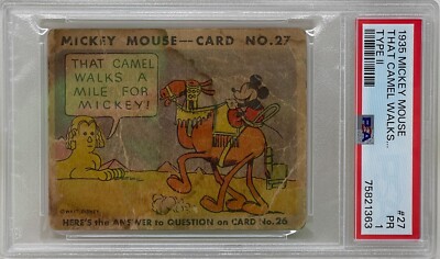 1935 Mickey Mouse Gum Card Type II That Camel Walks... #27 Walt Disney ...