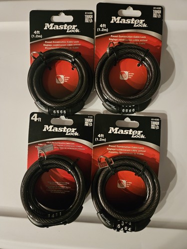 Set of (4) Master Lock Combination Cable Locks - 4ft - 5/16, 8mm - Item ...