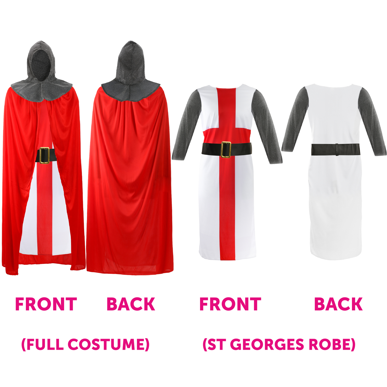 ADULT KNIGHT COSTUME MEDIEVAL CRUSADER ST GEORGES DAY SUPPORTER FANCY ...