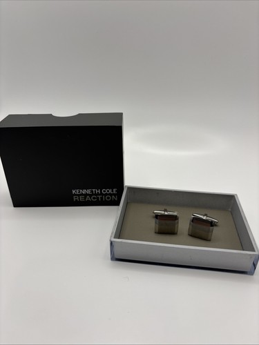 Kenneth Cole Reaction Cuff links - brushed silver square - With Box | eBay