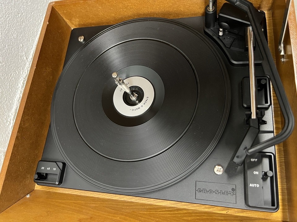 Crosley Style Stack-O-Matic CR85 Record Player Oak Case 33 45 78 RPM LP ...