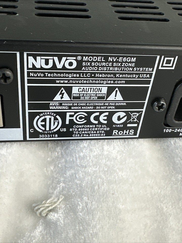 NuVo NV-E6GM Essential Whole Home 6 Zone Audio System For Parts/Repair ...