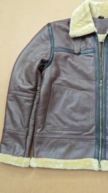 Mens RAF B3 Bomber Leather Jacket Sheepskin Poly Fur Aviator Leather ...
