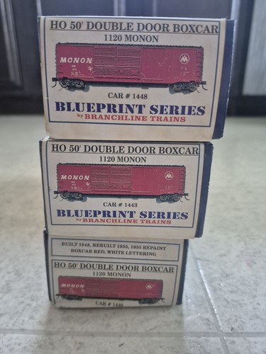 Lot of 3 Blueprint Series HO 50' Double door Boxcar Monon Car #1443 ...
