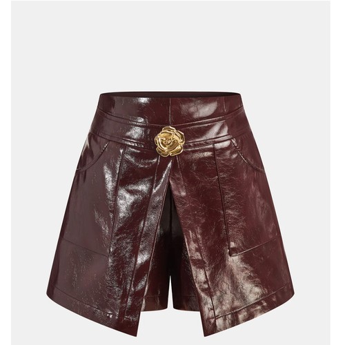 Commense Metal Rose Faux Leather Skort SZ L | eBay