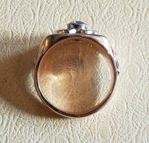 Vintage Estate 14K Yellow Gold and Diamond Masonic Shriner Ring *see ...