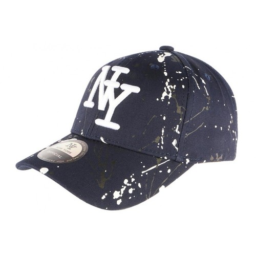 Casquette NY Bleue et Blanche Look Tagué Streetwear Baseball Paynter ...