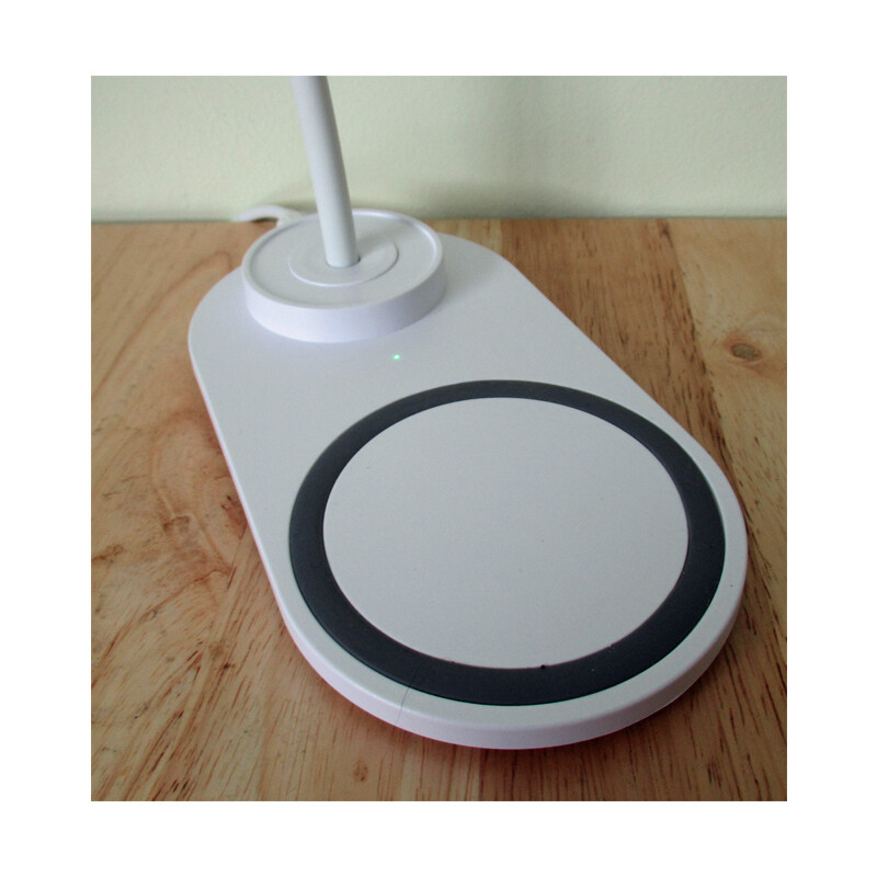 White USB Desk Lamp with Wireless Charging Pad for SmartPhone, 3 LED ...