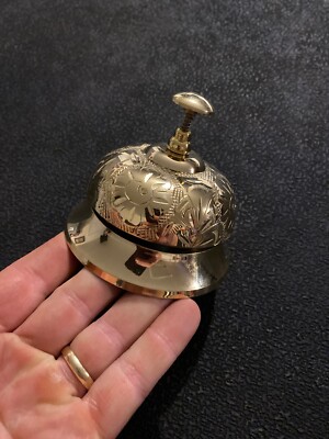 Valet Hotel Motel Dinner Bell Solid Metal Gold Finish Waiter Hostess ...