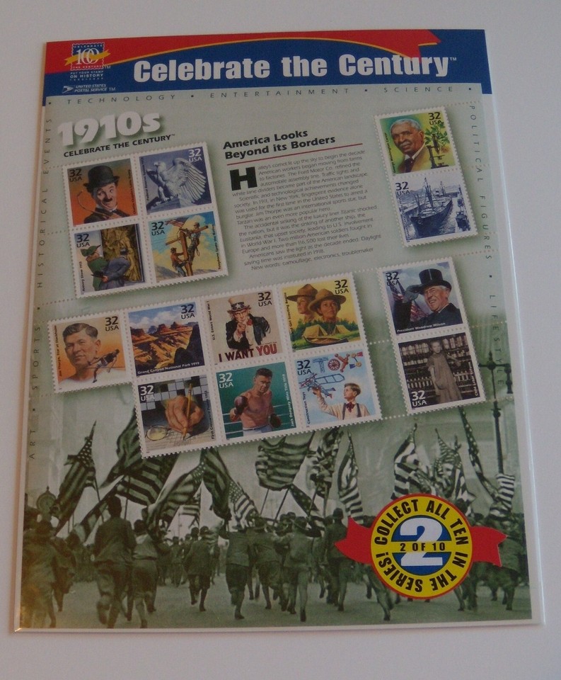 CELEBRATE THE CENTURY 1900-1990. Complete 10 Sheet Set US Stamps USA ...