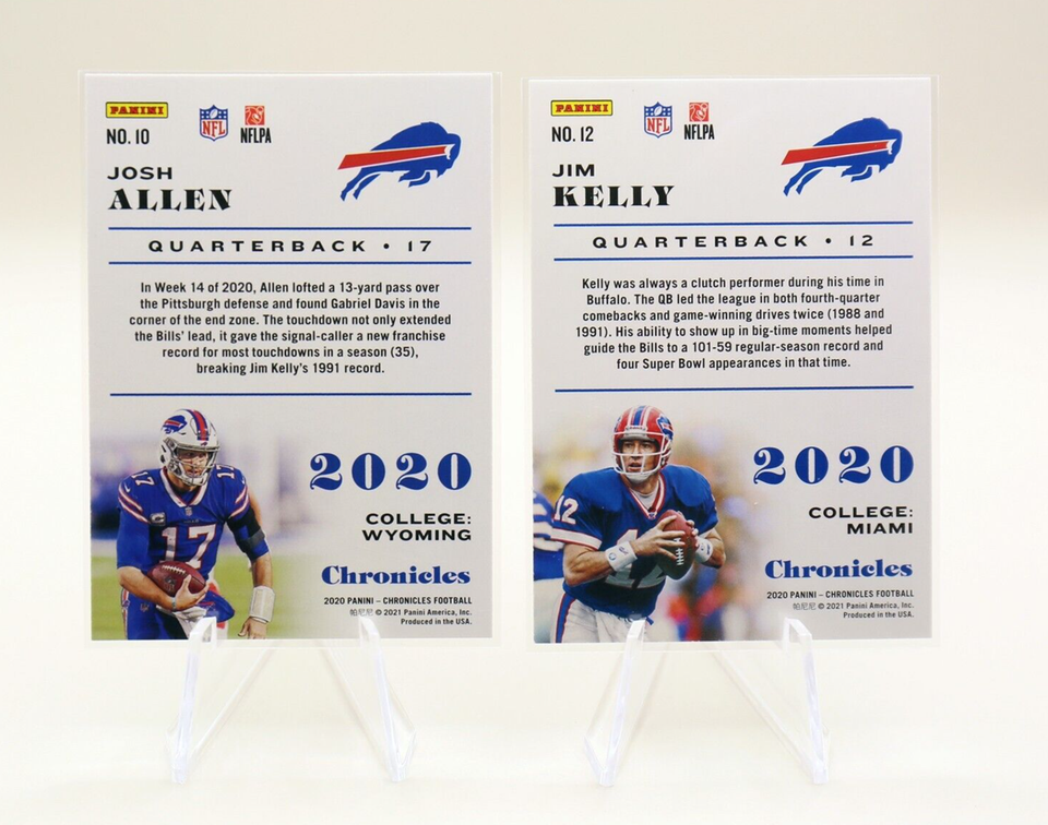 2020 Panini Chronicles Bronze Jim Kelly #12 & Josh Allen #10 | eBay