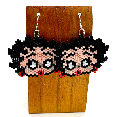 Hand Beaded Delica Bead Earrings Betty Boop Shepherd Hook Ear Wires | eBay