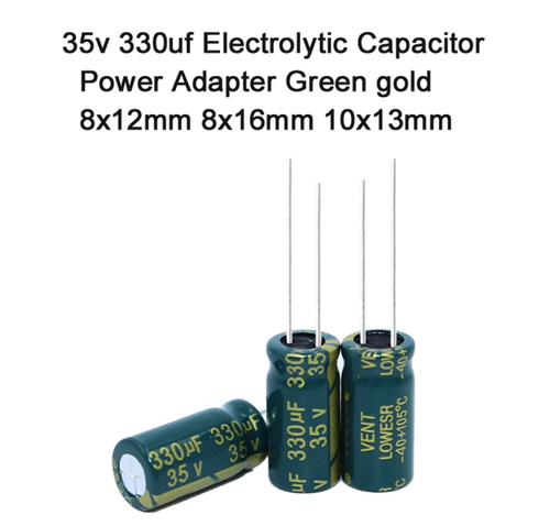 35v 330uf Electrolytic Capacitor Power Adapter Green gold 8x12mm 8x16mm ...