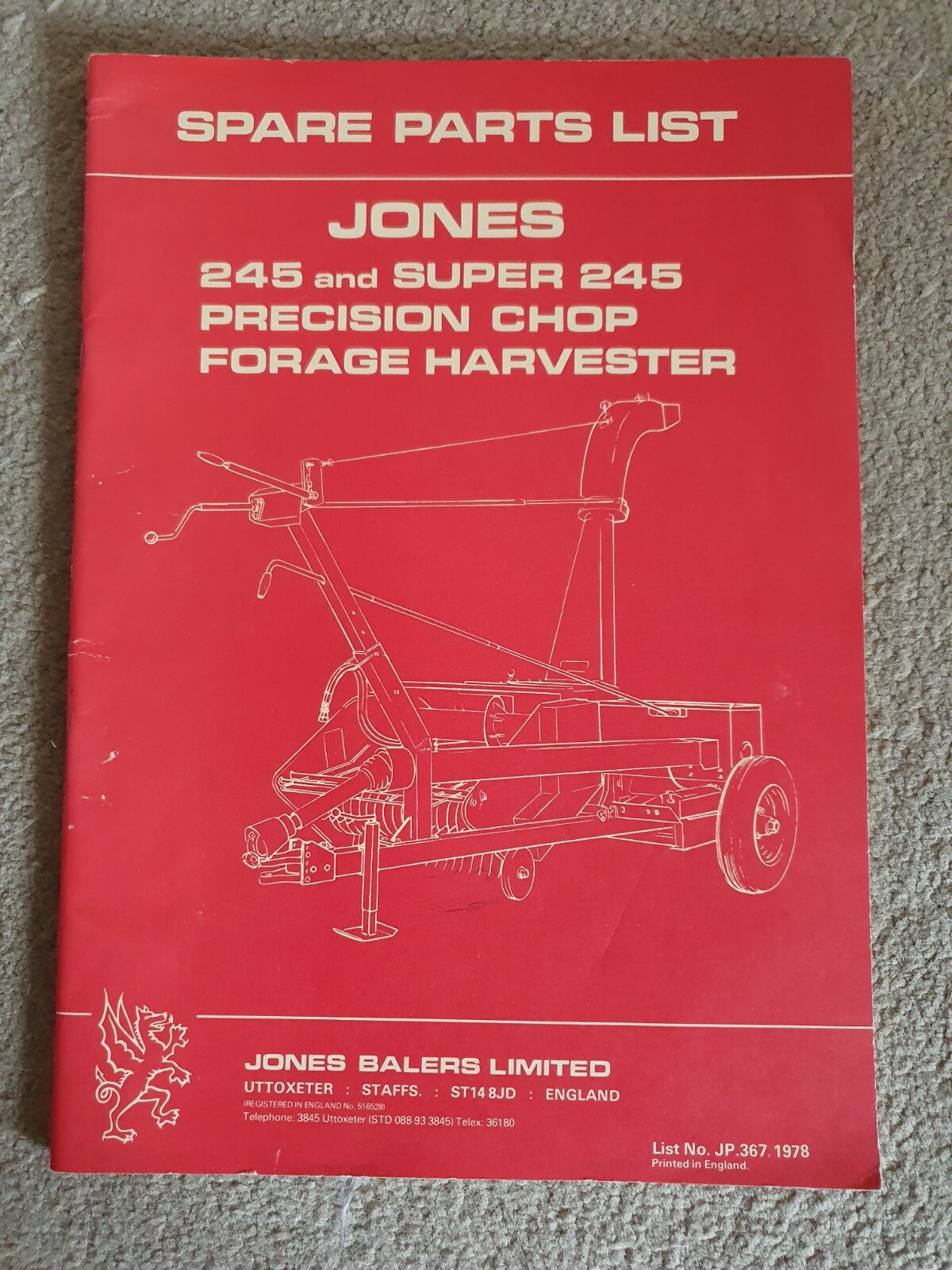 JONES 245 & SUPER 245 PRECISION CHOP FORAGE HARVESTER PARTS CATALOGUE ...