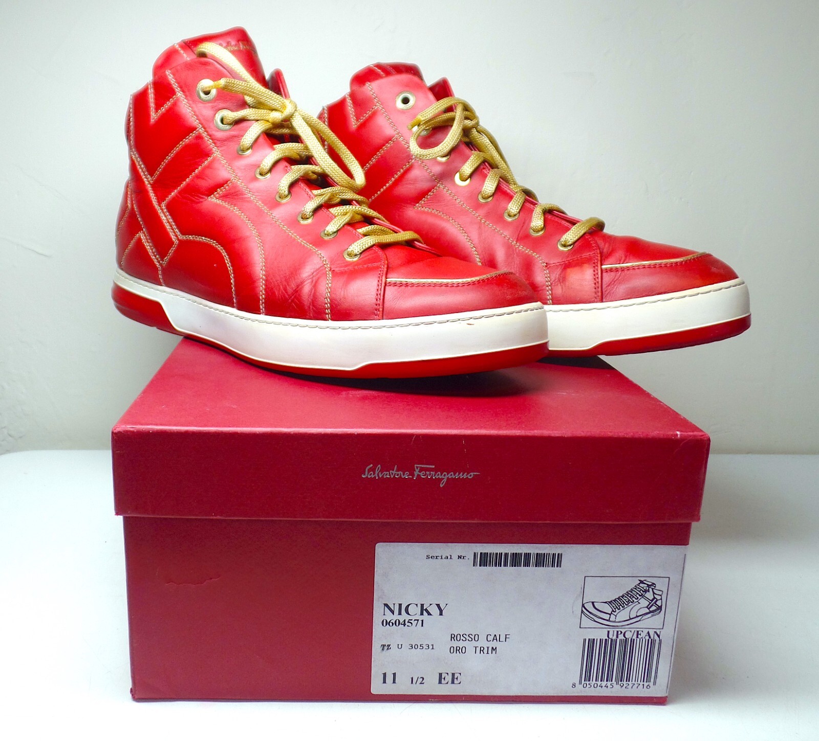 Salvatore Ferragamo, Nicky, Red Leather Sneaker , Men… - Gem