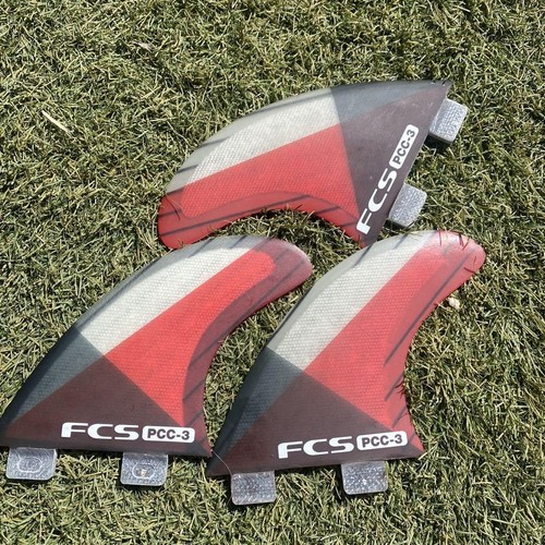 FCS PCC-3 Surfboard Fins Set of 3 Endless Roll Tech Red White Black | eBay