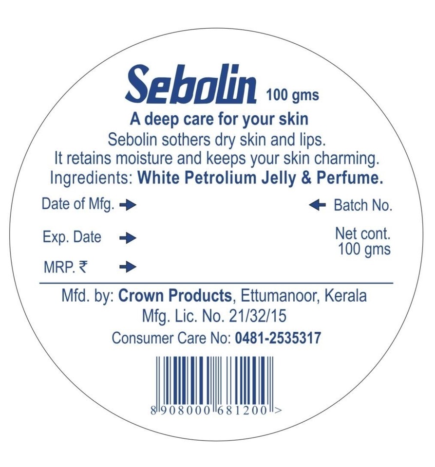 Sebolin Lip & Dry Skin Care rashes heel cracks Winter Care Cream 40 gm ...